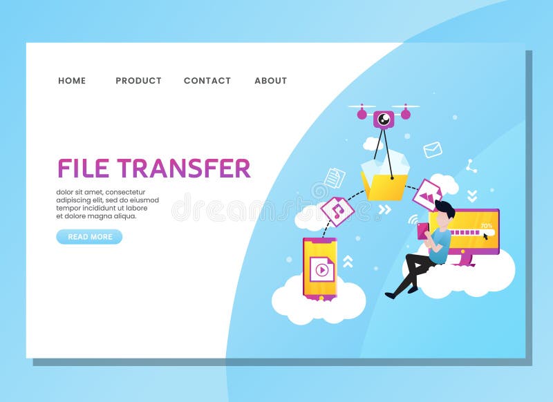 File Transfer with Man Sit on the Cloud Stock Vector - Illustration of ...