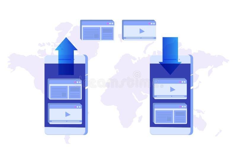 File Transfer on Smart Phone Concept. Could Representing Syncing Stock ...