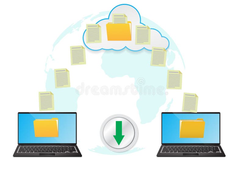 File Transfer. Two Laptops with Folders on Screen and Transferred ...