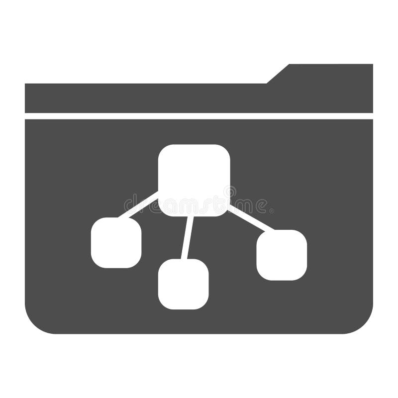 File Tree Folder Solid Icon. Folder with Document Vector Illustration ...