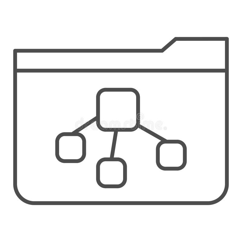 File Tree Folder Thin Line Icon. Folder with Document Vector ...
