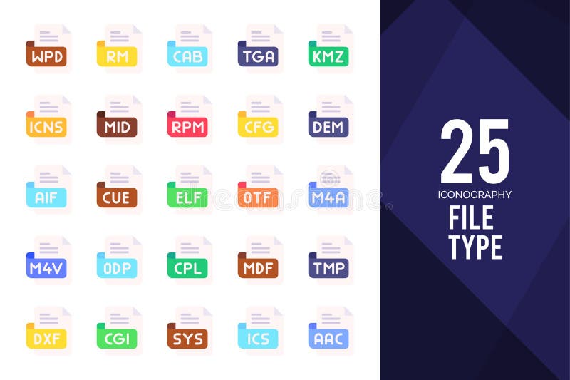 25 File Type Flat Icon Pack. Vector Illustration Stock Vector ...