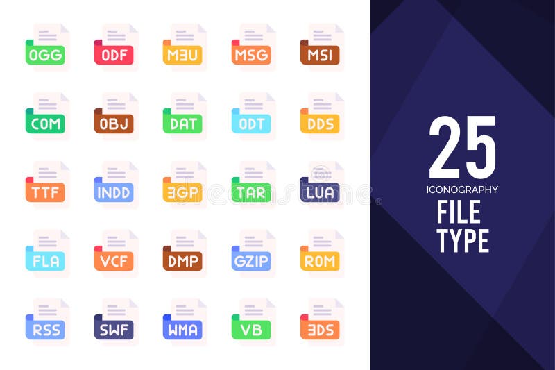 25 File Type Flat Icon Pack. Vector Illustration Stock Vector ...