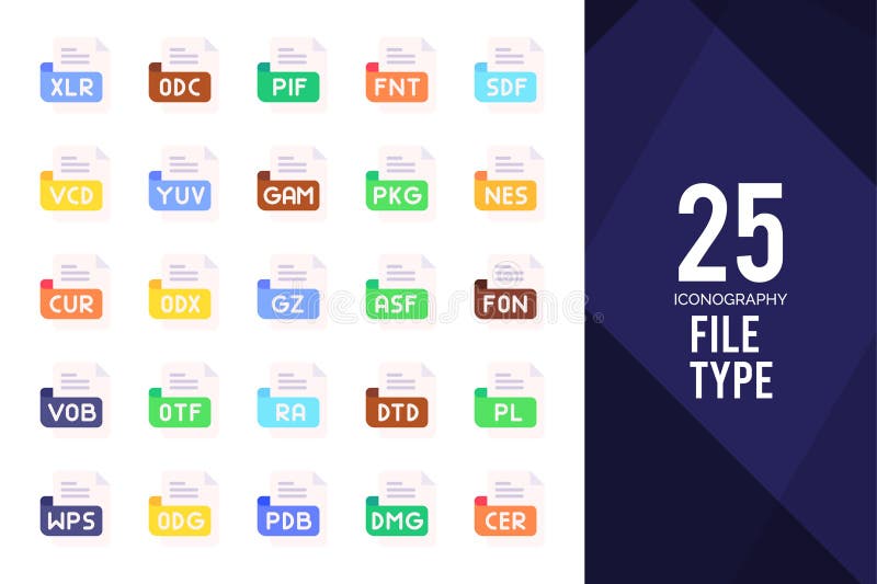 25 File Type Flat Icon Pack. Vector Illustration Stock Vector ...