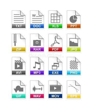 Colorful File Type Icons Stock Illustrations – 964 Colorful File Type ...