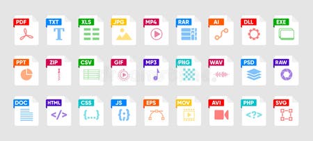 File Type Icon Set. Popular Files Format and Document. Format and ...