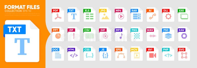 File Type Icon Set. Popular Files Format and Document. Format and ...