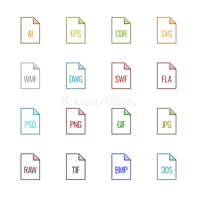 File Type Icons: Graphics - Linne UL Color Stock Vector - Illustration ...