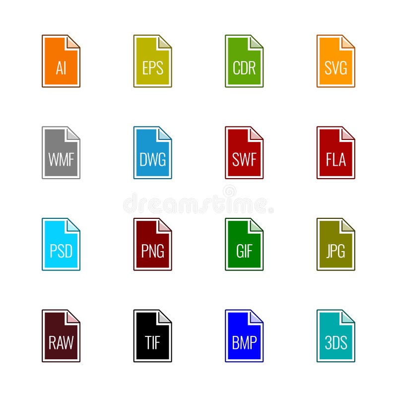 File Type Icons: Graphics - Linne UL Color Stock Vector - Illustration ...