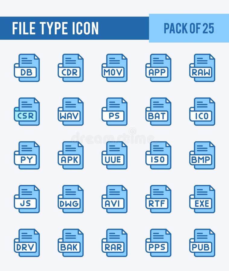 25 File Type. Two Color Icons Pack. Vector Illustration Stock Vector ...