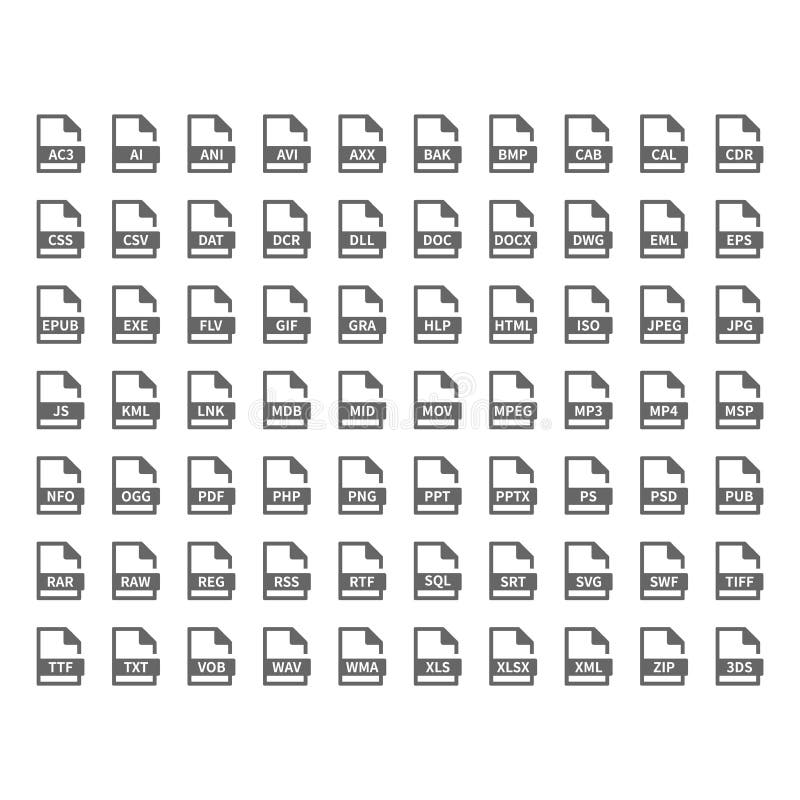 File Type Vector Icons. File Format Icon Set, Files Buttons Stock ... File Type Vector Icons. File Format Icon Set, Files Buttons Stock ...