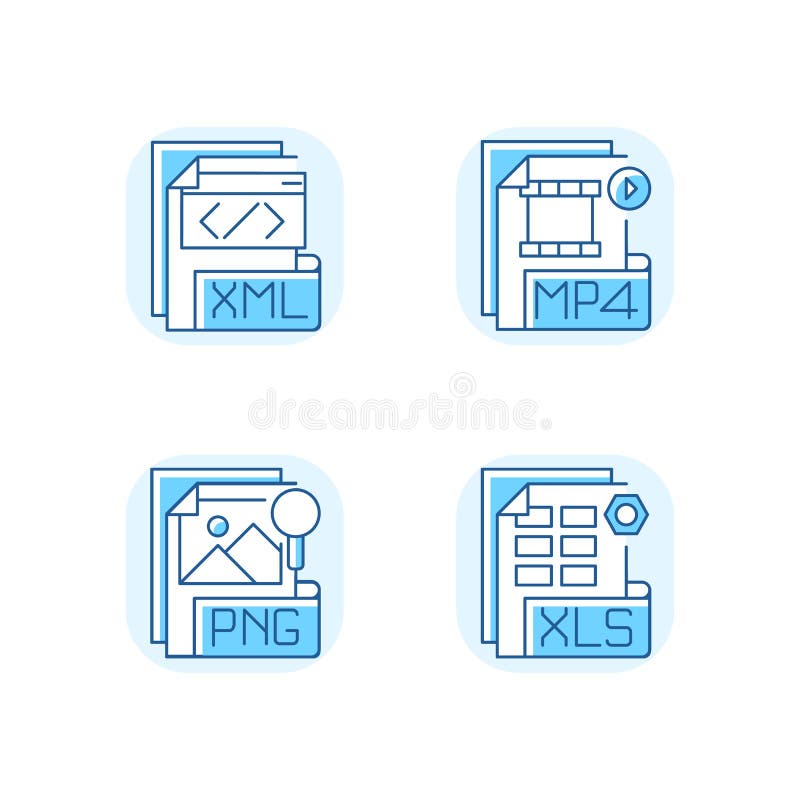 File Types Blue RGB Color Icons Set Stock Vector - Illustration of data ...