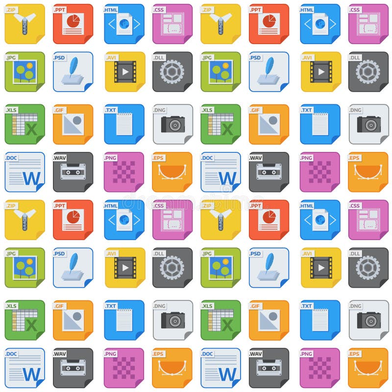 File Types Vector Icons And Formats Labels File System Icons Presentation Document Symbol