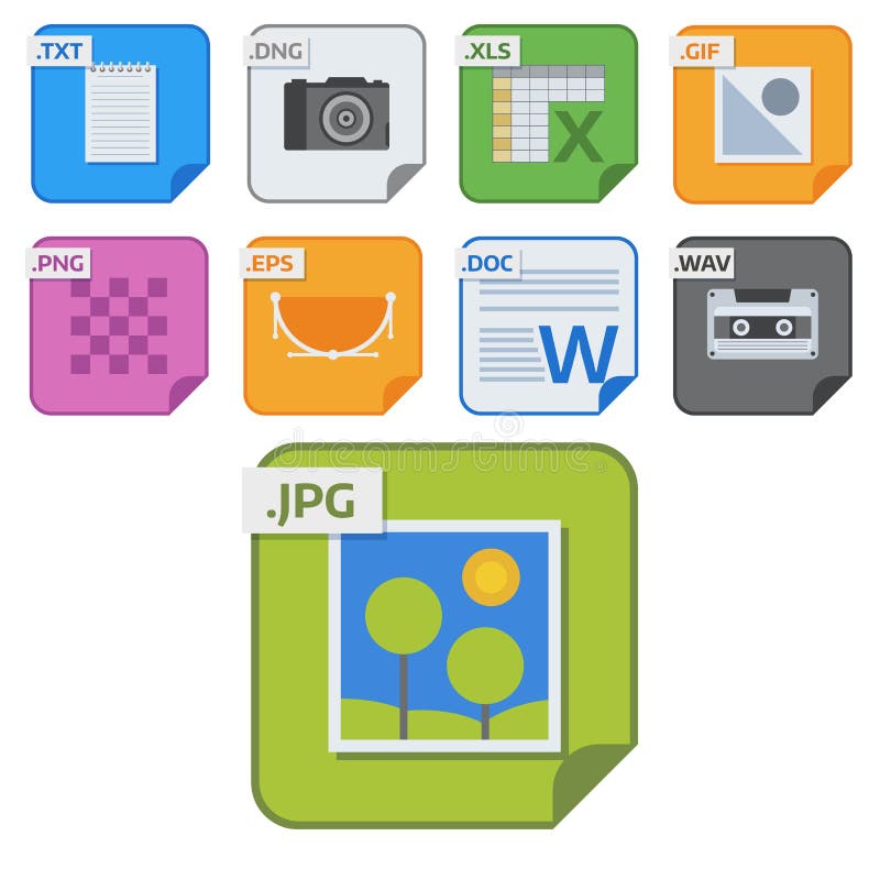 File Types Vector Icons and Formats Labels File System Icons ...