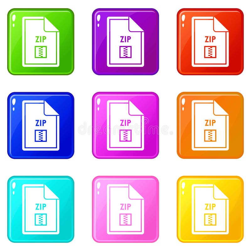 File ZIP icons 9 set stock vector. Illustration of modern - 96335247
