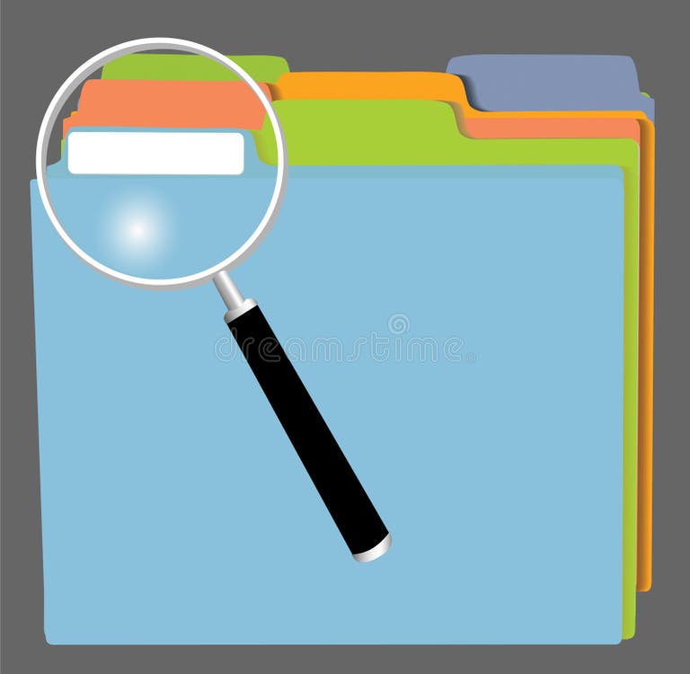 Carpetas y Lupa ilustración del vector. Ilustración de fichero - 1170684