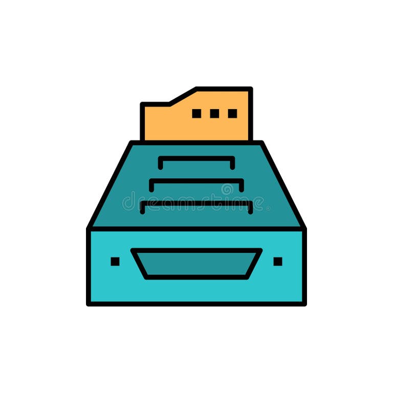 Files, Accounting, Accounts, Data, Database, Inbox, Storage Flat Color Icon. Vector Icon Banner ...