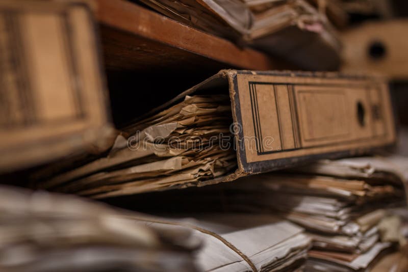 Old And Dusty Archives Records Shelf Stock Image - Image of reference ...