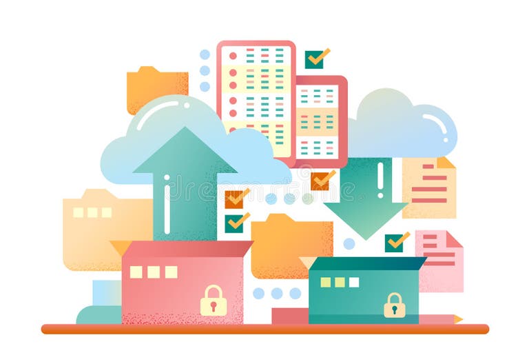 Files Archiving - Flat Design Website Banner Stock Vector ...