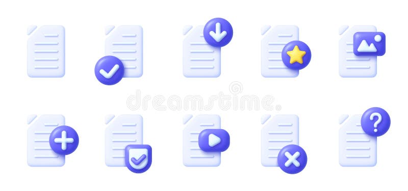 Files 3D Big Set. Vector Files. Business Icon. Check Mark Icon. Icon ...
