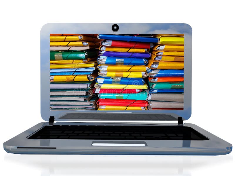 Files Data on Computer Laptop Screen - 3d Rendering Stock Photo - Image ...