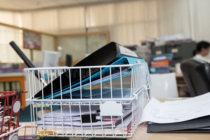 Files on the Desk in the Office. Stock Image - Image of messy, pile ...