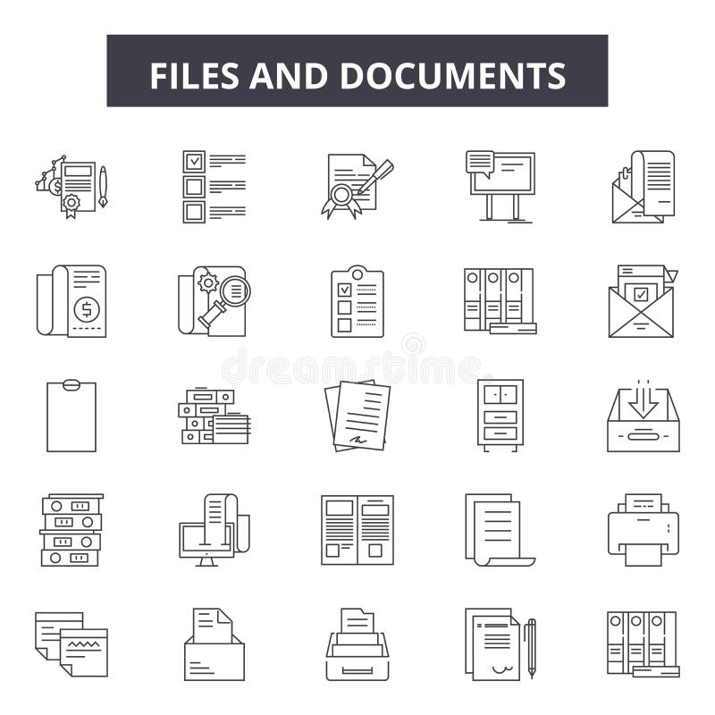 Files and Documents Line Icons, Signs, Vector Set, Outline Illustration ...