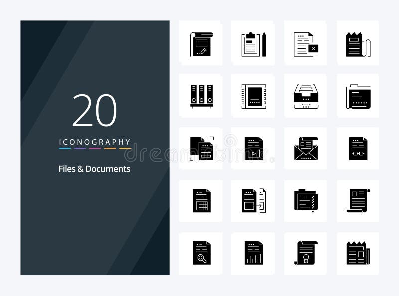 20 Files and Documents Solid Glyph Icon for Presentation Stock Vector ...