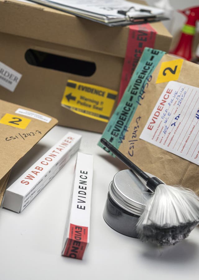 Files and Evidence Bag in a Crime Lab Stock Photo - Image of ...