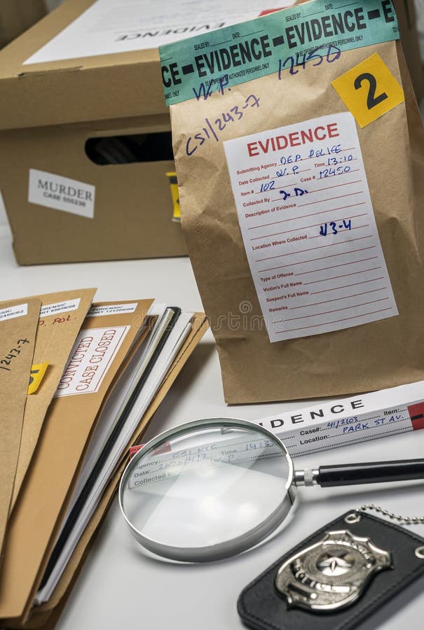 Files and Evidence Bag in a Crime Lab Stock Photo - Image of person ...