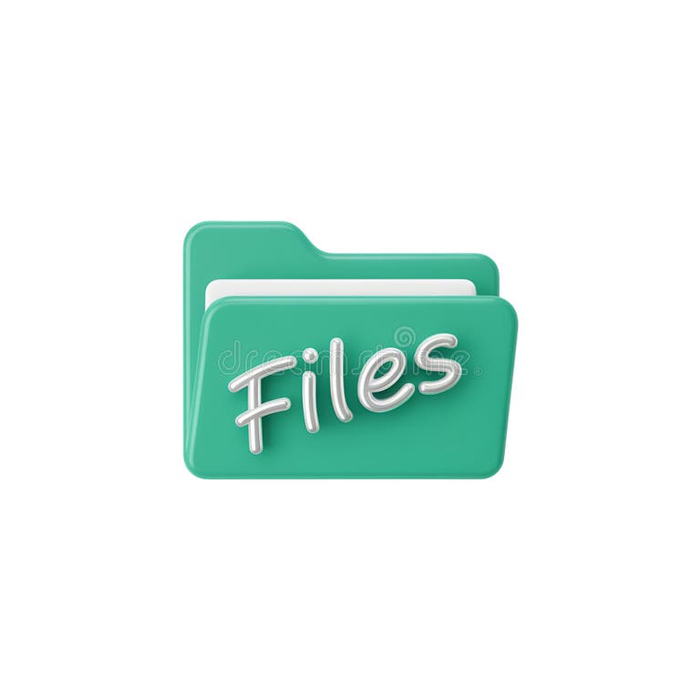 Files Folder Icon, 3d Render of Green Folder with Files Text on a White ...