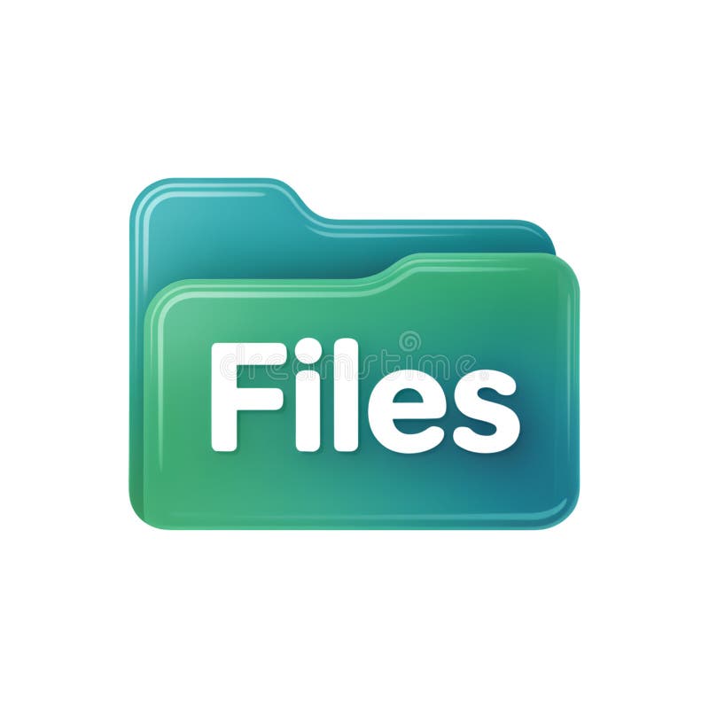 Files Folder Icon with Green and Blue Gradient on White Background ...