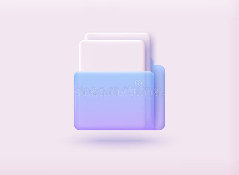Files Folder with Paper Documents Icon. 3D Vector Illustrations Stock ...