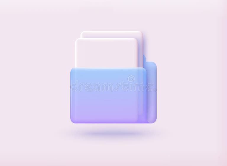 Files Folder with Paper Documents Icon. 3D Vector Illustrations Stock ...