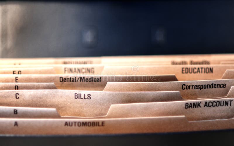 Filing folders for bills stock image. Image of business - 6298789