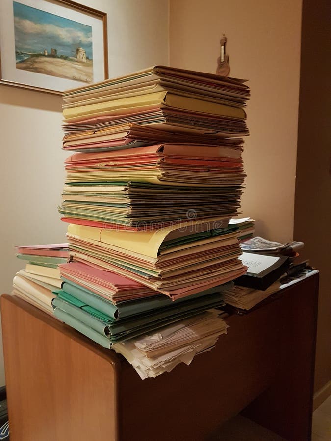 Files Folders Pile in Old Dark Office Editorial Image - Image of filing ...