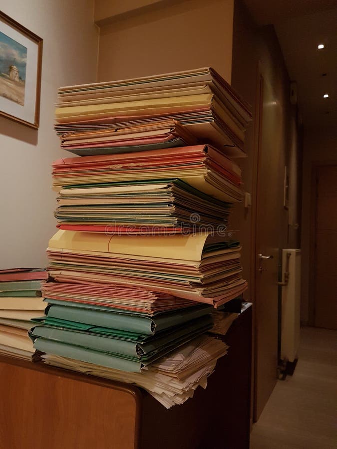 Files Folders Pile in Old Dark Office Editorial Image - Image of label ...