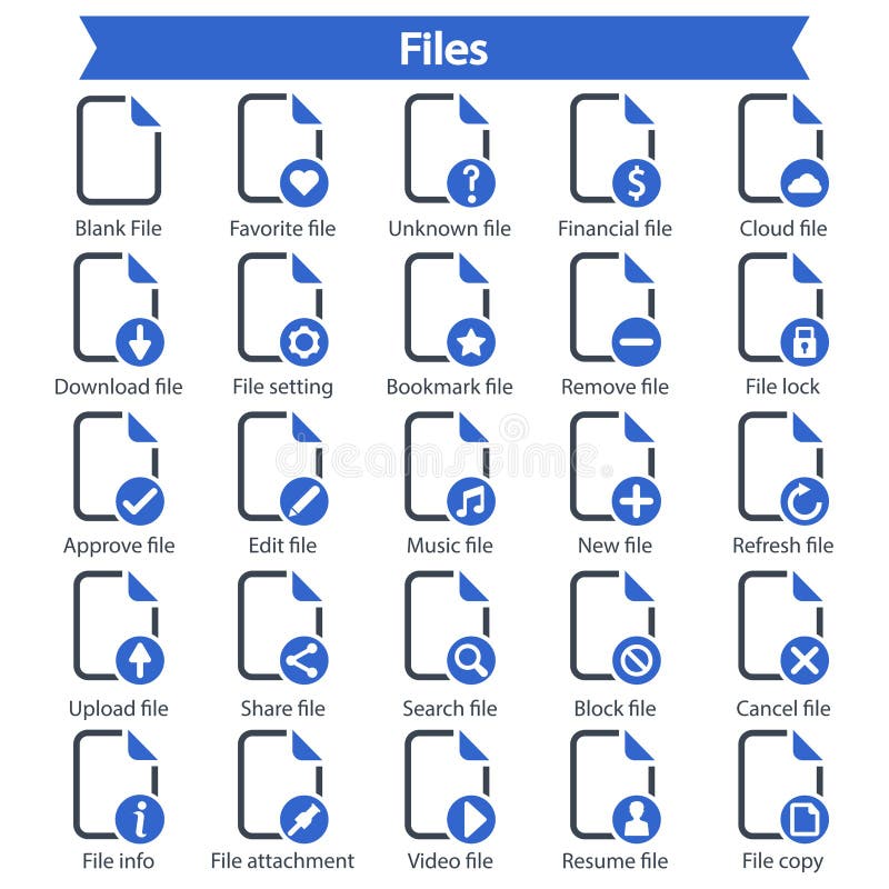 Files Icon Set - Blue Series Stock Vector - Illustration of attachment ...
