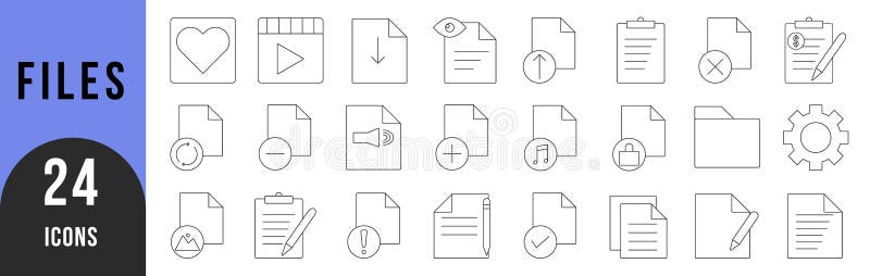 Files Icon Set. Containing Document, Notes, Edit, Write, Folder ...