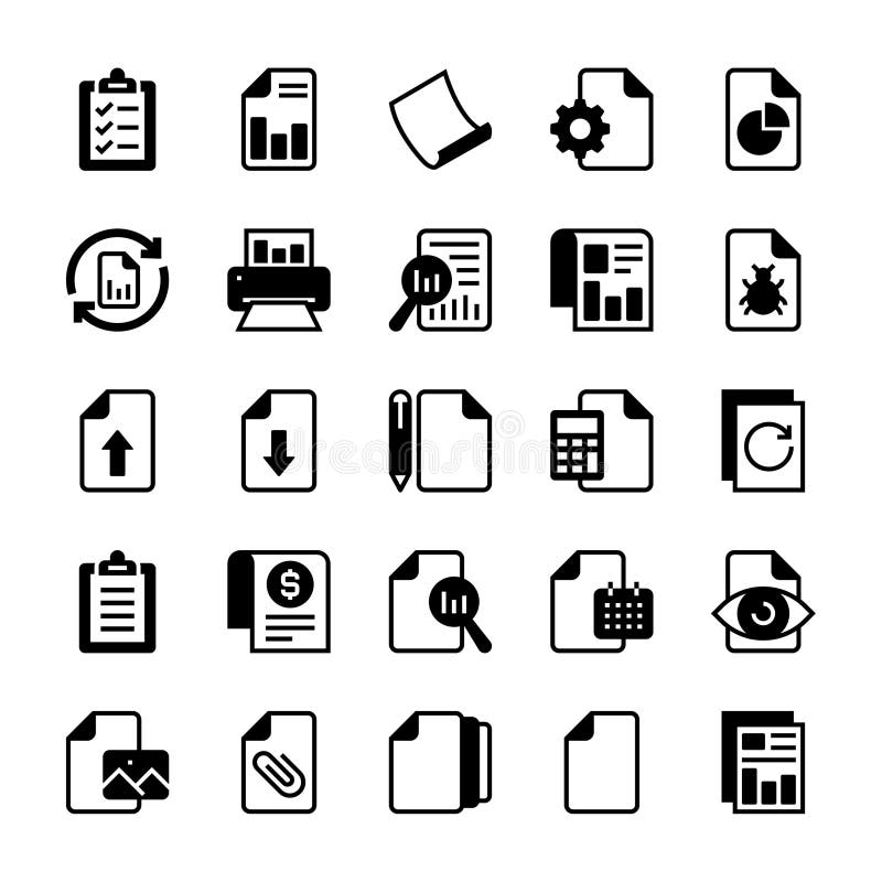 Files - 25 icons image. stock vector. Illustration of page - 186180803