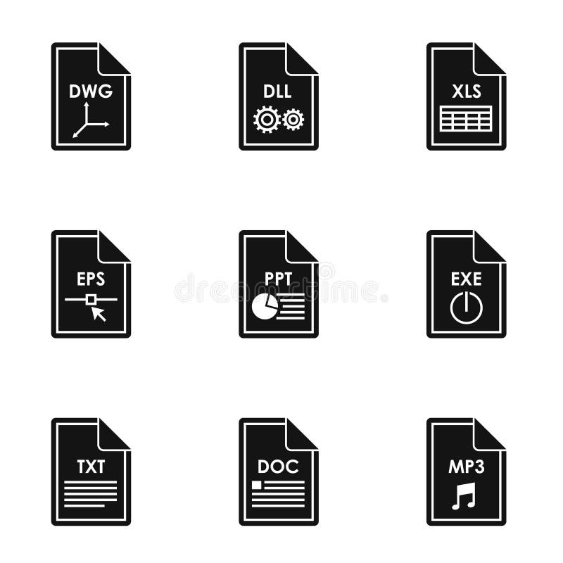 Files Icons Set, Simple Style Stock Vector - Illustration of element ...