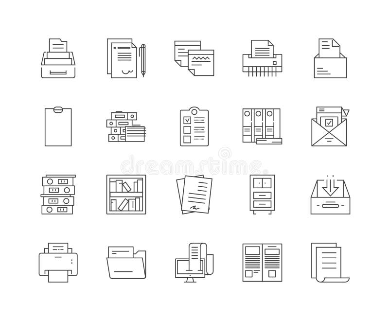 Files Line Icons, Signs, Vector Set, Outline Illustration Concept Stock ...