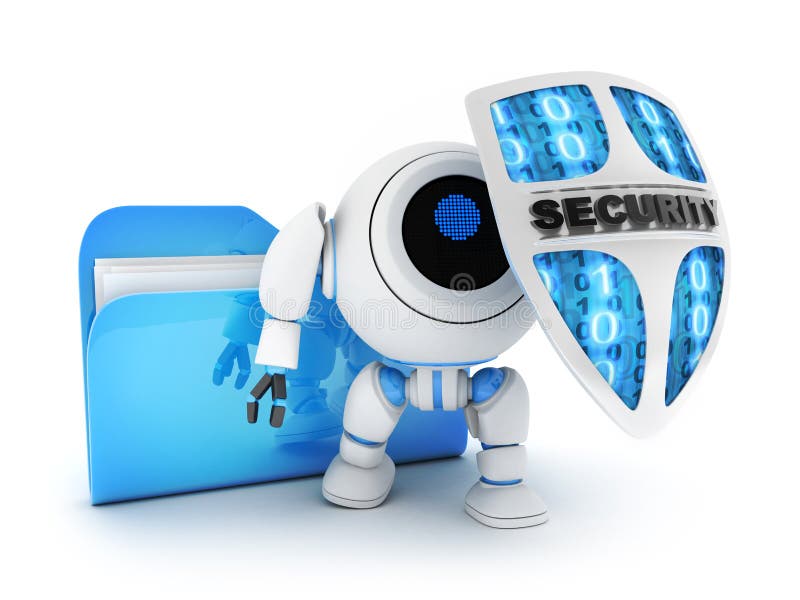 Robot and shield stock illustration. Illustration of security - 35963069