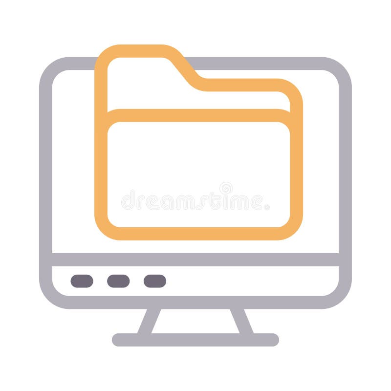 Files Screen Vector Color Line Icon Stock Vector - Illustration of ...