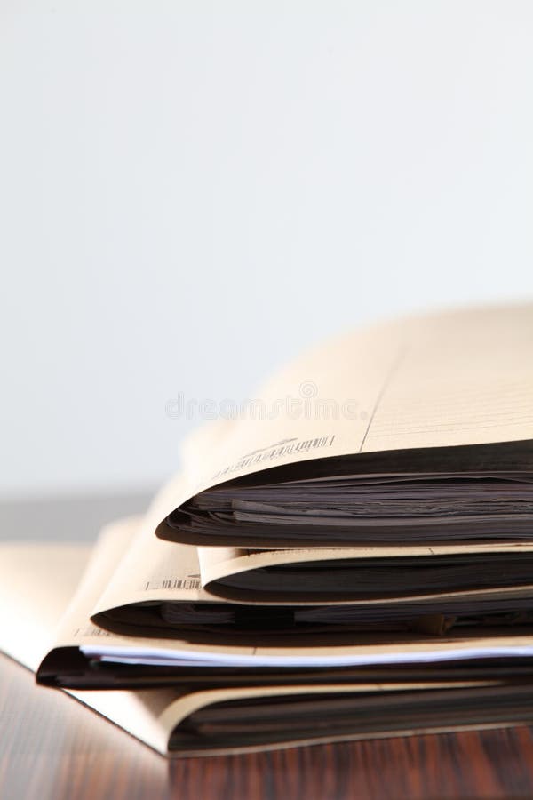 Stacks of Files on Desk Waiting To Be Completed Business Work Stock ...