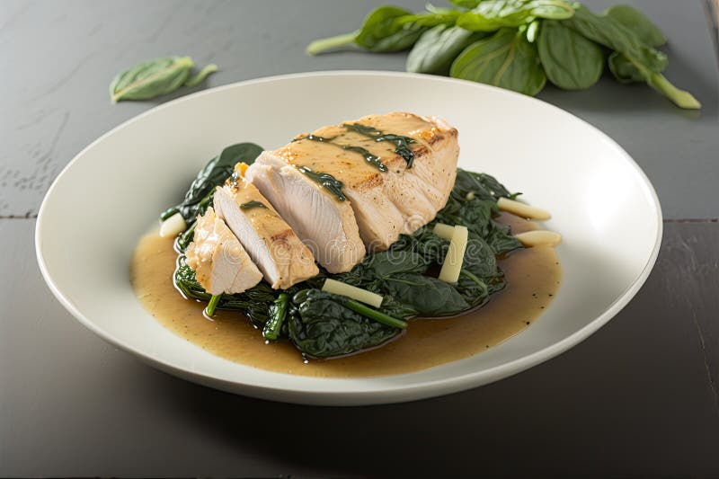 Filet of Chicken with Greens Stock Illustration - Illustration of chick ...