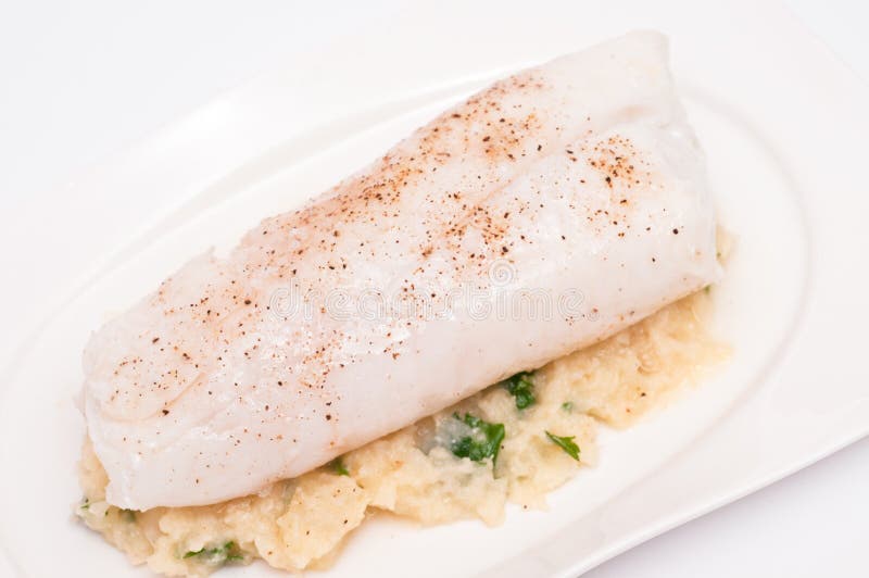 Filet from Cod with Mashed Celery Stock Photo - Image of mashed, herbs ...