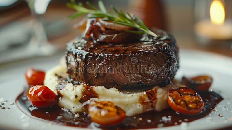 Filet Mignon on a Plate with Sides Stock Image - Image of juicy ...