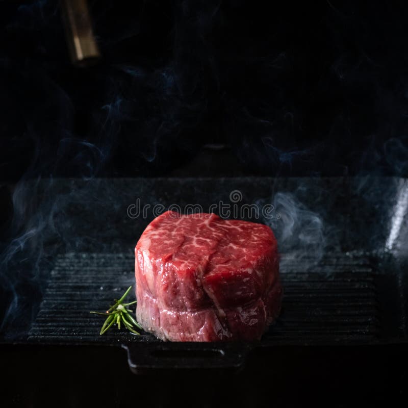Filet Mignon Steak in a Pan, the Process of Cooking Stock Photo - Image ...