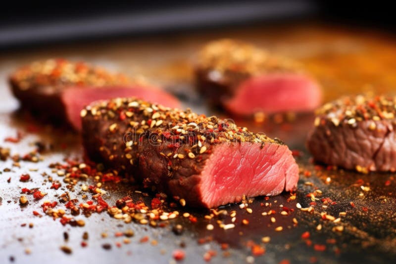 Filet with Pepper Flakes, Forming a Spicy Crust Stock Illustration ...